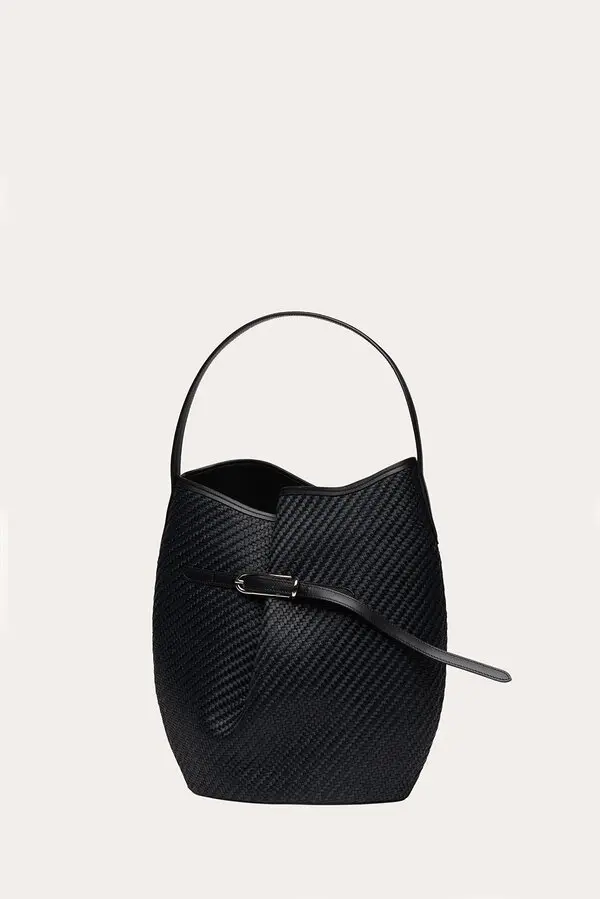 LIFFNER Belted Raffia Bucket Bag