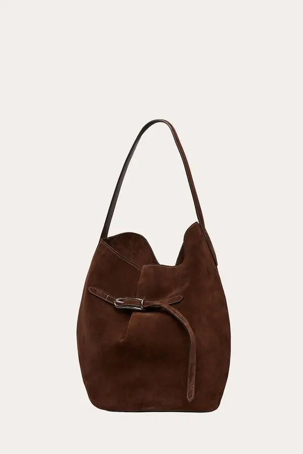 LIFFNER Belted Suede Bucket Bag