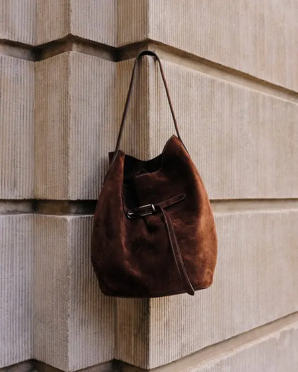 LIFFNER Belted Suede Bucket Bag