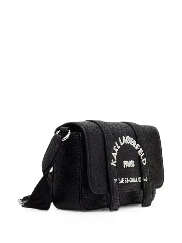 Karl Lagerfeld Logo-embroidered Pebbled Crossbody Bag - Black