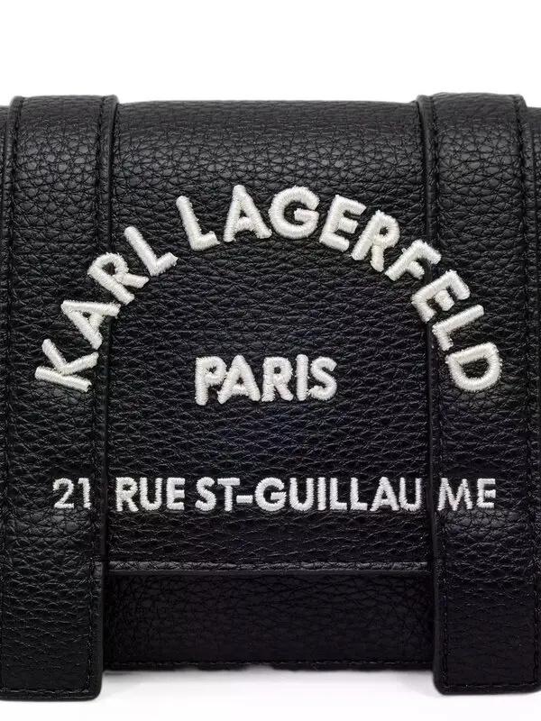 Karl Lagerfeld Logo-embroidered Pebbled Crossbody Bag - Black