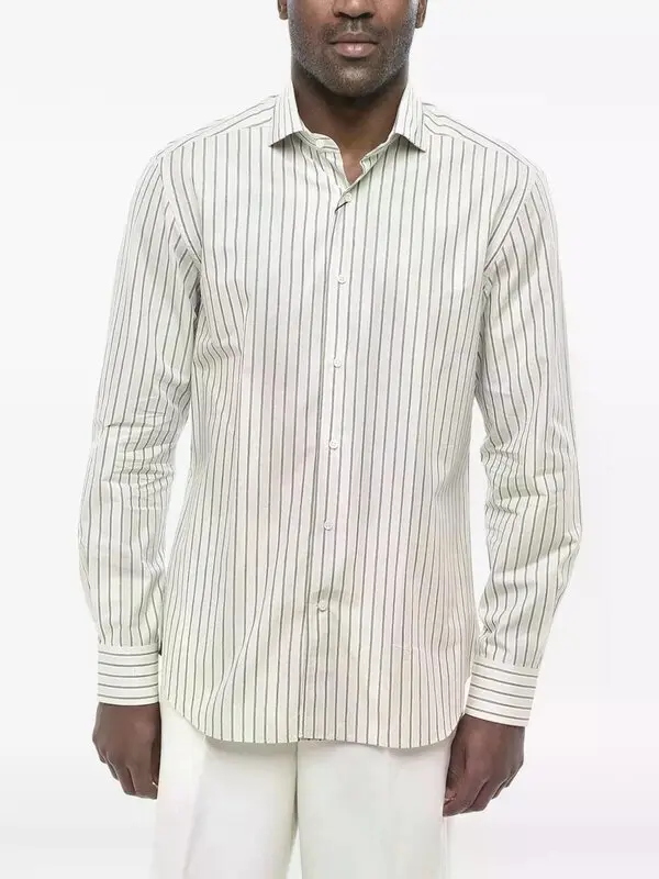Corneliani Striped Cotton Shirt - Green