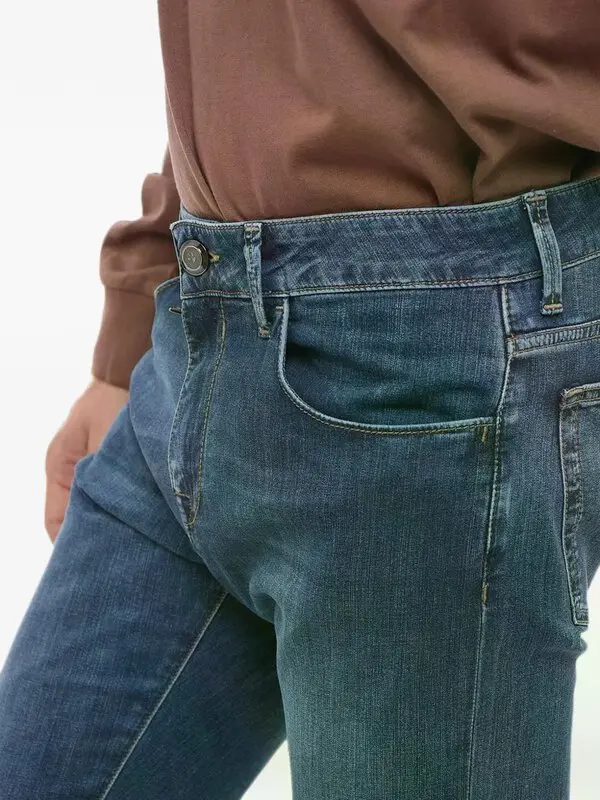 Corneliani Logo-patch Contrast-stitch Straight-leg Jeans