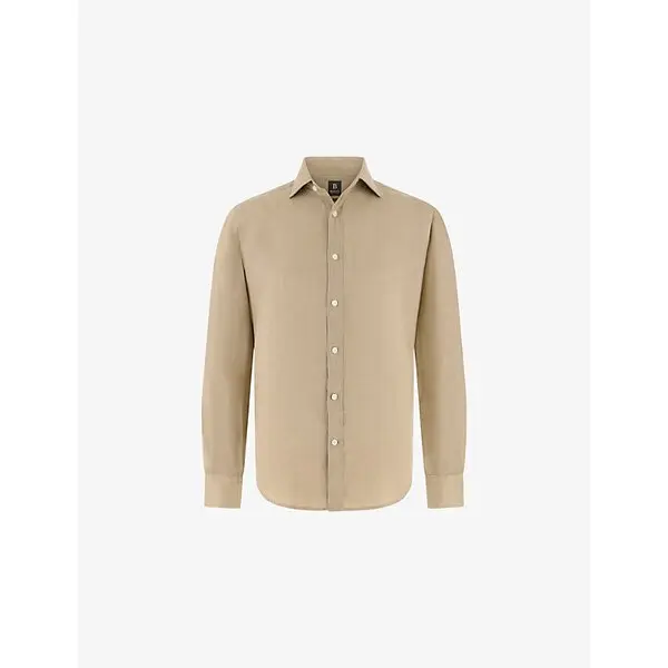 Boggi Milano Long-sleeve Regular-fit Linen Shirt - Sand