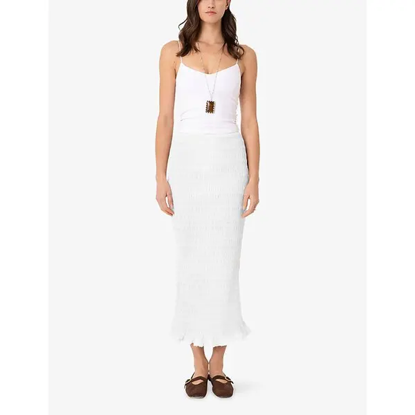 AMY LYNN Chelsea Smocked Cotton Maxi Skirt - Ivory