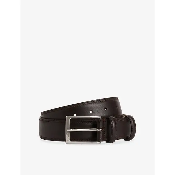 Boggi Milano Branded-buckle Leather Belt - Dark Brown