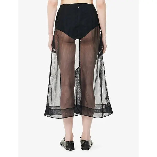 Simone Rocha Ripple Sheer Mesh Midi Skirt