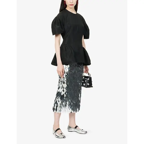 Simone Rocha Short-sleeve Peplum Satin Top