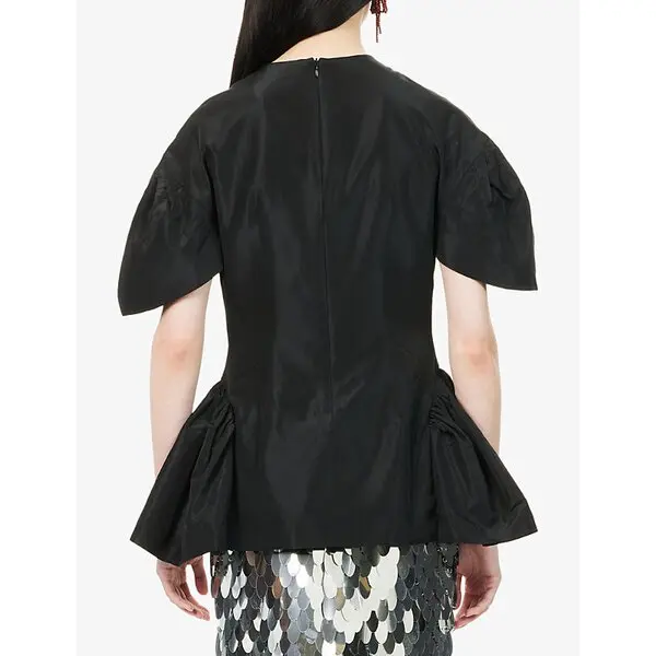 Simone Rocha Short-sleeve Peplum Satin Top