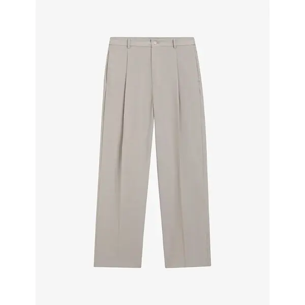 BOSS Wide-leg Relaxed-fit Wool Trousers - Light Beige