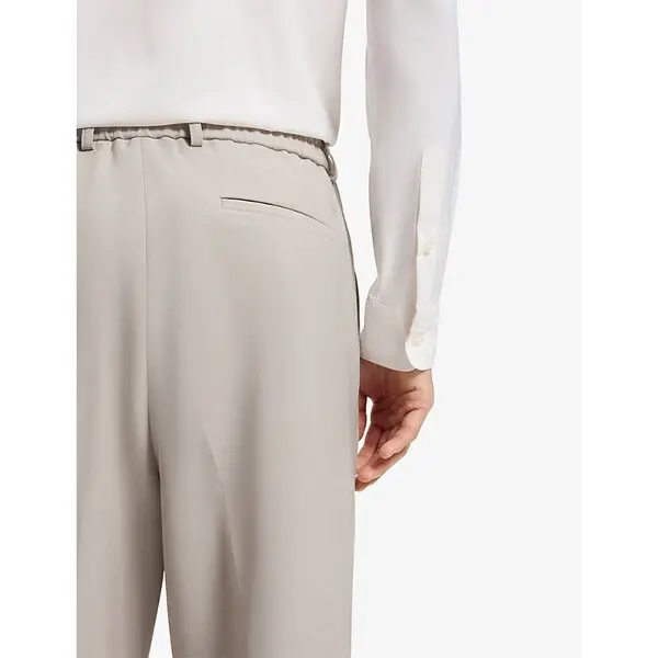 BOSS Wide-leg Relaxed-fit Wool Trousers