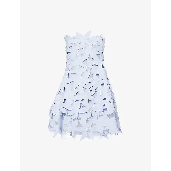 Simkhai Miri Floral Cut-out Woven Mini Dress - Periwinkle Sky