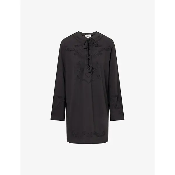 Isabel Marant Étoile Elka Embroidered Cotton Mini Dress - Faded Black