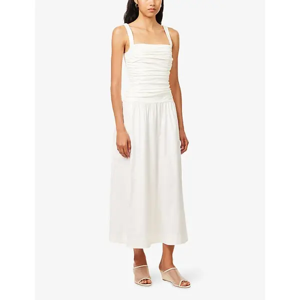 REFORMATION Draped Cotton Midi Dress