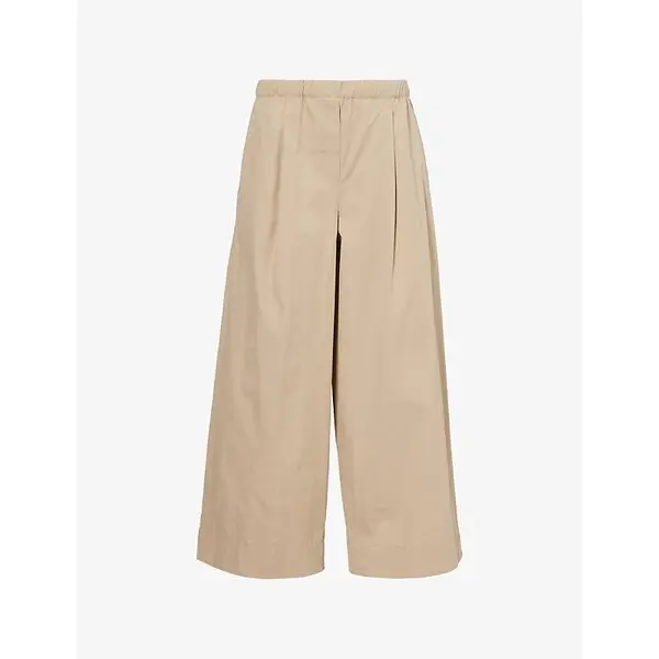 Max Mara Drawstring Wide-leg Cotton Trousers - Beige