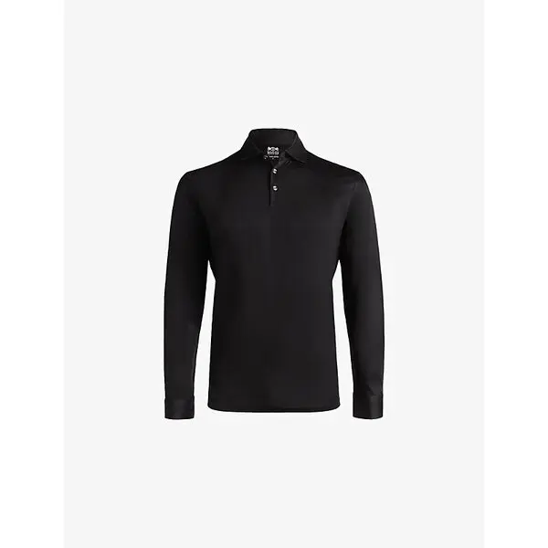 Boggi Milano Long-sleeve Supima-cotton Polo Shirt - Black