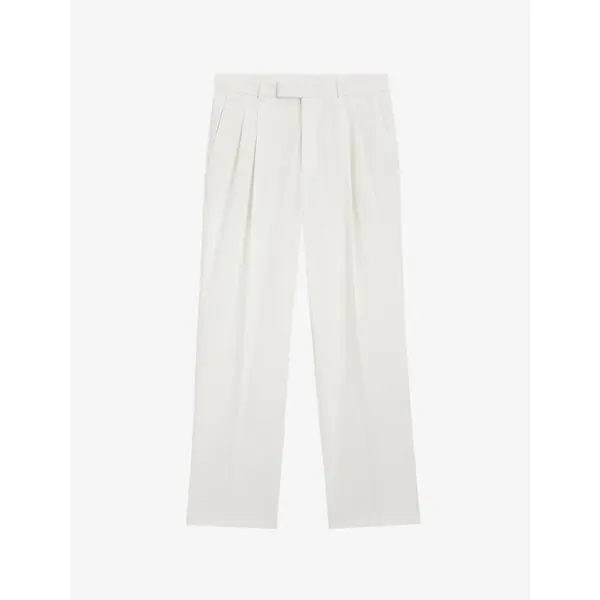 BOSS Straight-leg Relaxed-fit Stretch-cotton Trousers - Open White