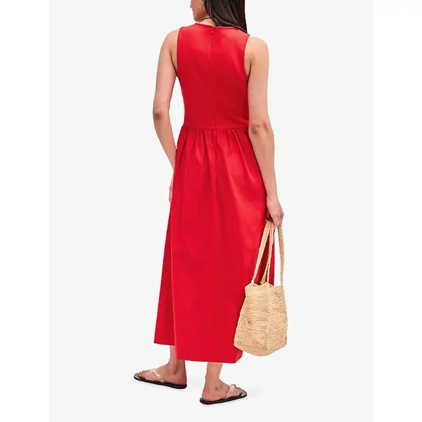 RO&ZO Sleeveless Jersey-bodice Cotton Midi Dress