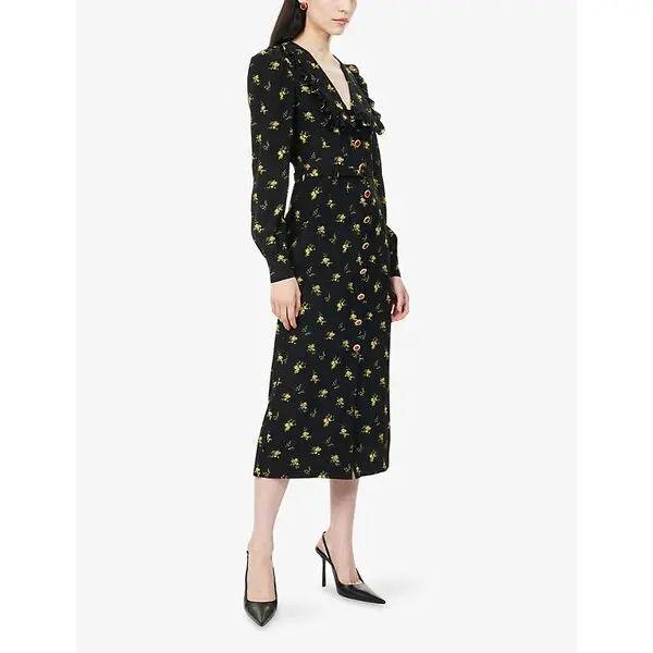 Alessandra Rich Floral-print Silk Midi Dress