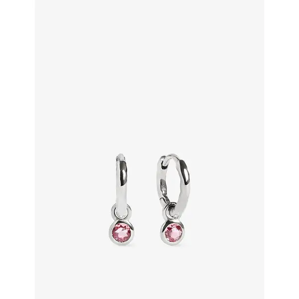 Monica Vinader October Birthstone Sterling- And Pink Tourmaline Huggie Earrings - Silver