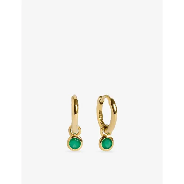 Monica Vinader May Birthstone 18ct Yellow- Vermeil And Green Onyx Huggie Earrings - Gold