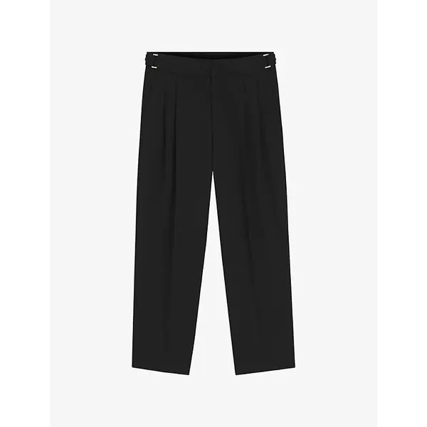 Hugo Wide-leg Adjustable-waist Woven Trousers - Black
