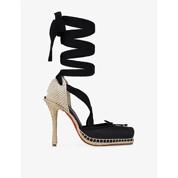 CHRISTIAN LOUBOUTIN Cassiadrilla 100 Woven Heels - Black