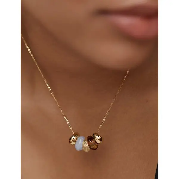 Monica Vinader 18ct Yellow Vermeil Chain Necklace With Multi-gemstone Charms
