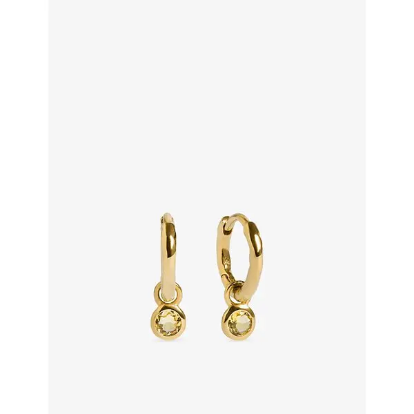 Monica Vinader November Birthstone 18ct Yellow- Vermeil And Citrine Huggie Earrings - Gold