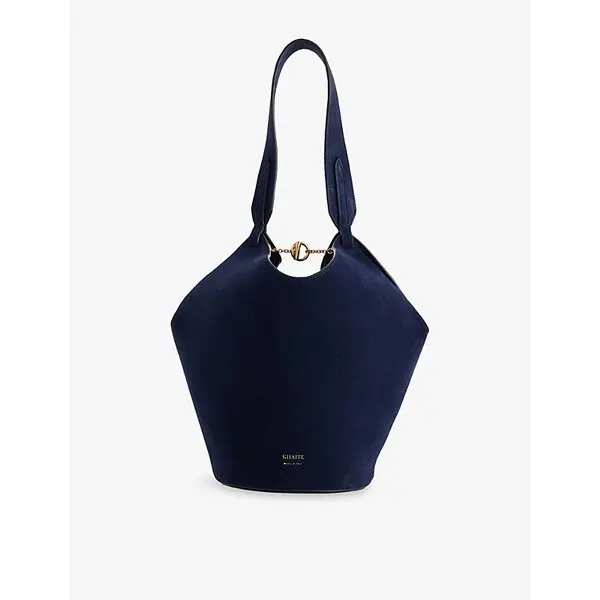 Khaite Lotus Mini Suede Tote Bag - Midnight Navy