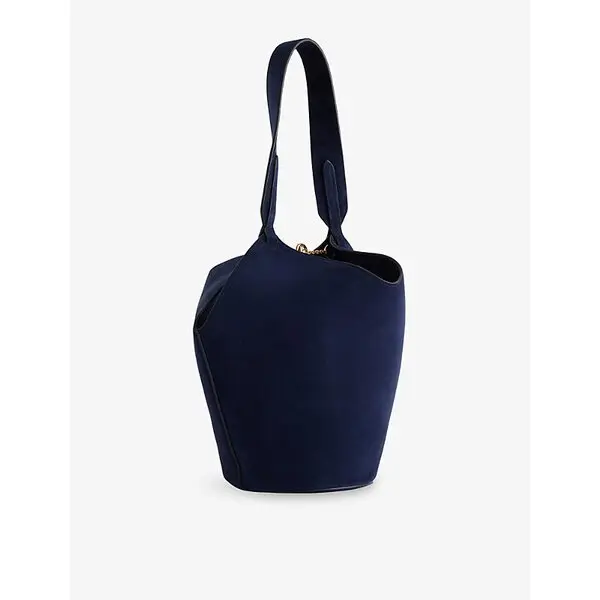 Khaite Lotus Mini Suede Tote Bag - Midnight Navy
