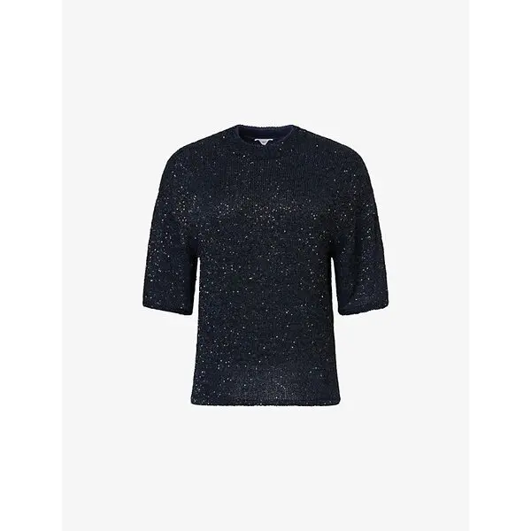 Bottega Veneta Relaxed-fit Sequin Knitted Top - Midnight Blue