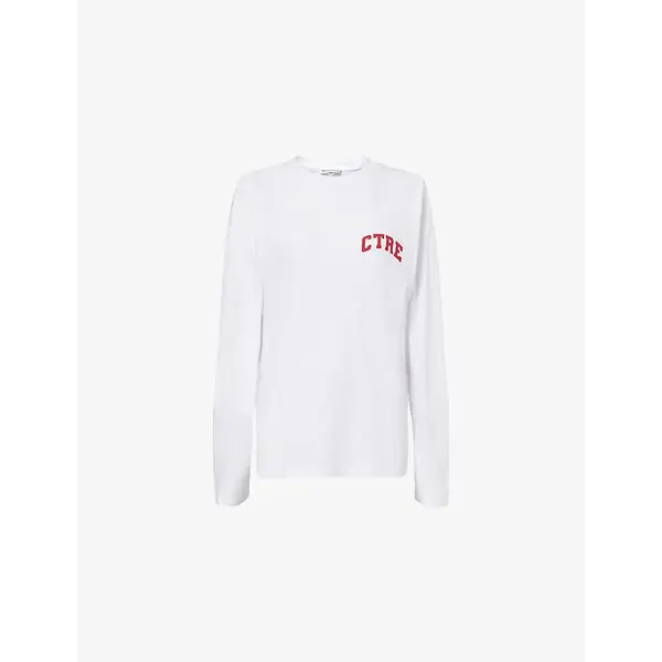 THE COUTURE CLUB Logo-print Long-sleeve Cotton-blend T-shirt - Cherry