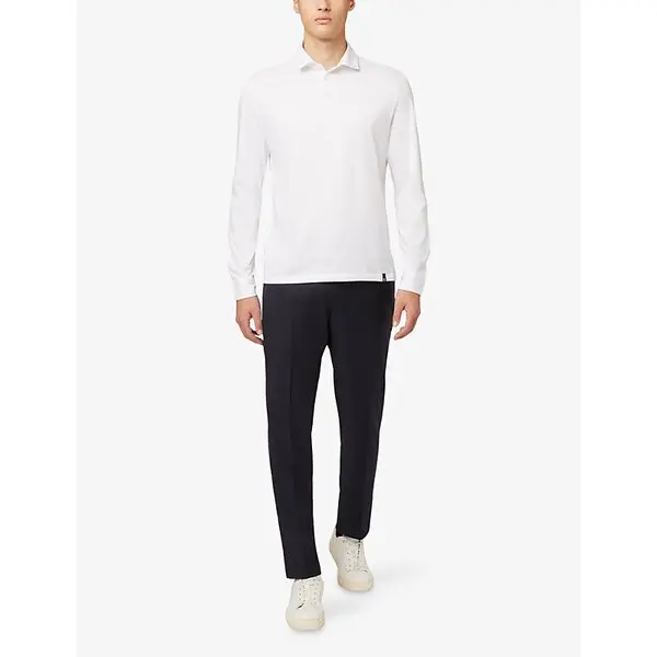 Boggi Milano Long-sleeve Supima-cotton Polo Shirt