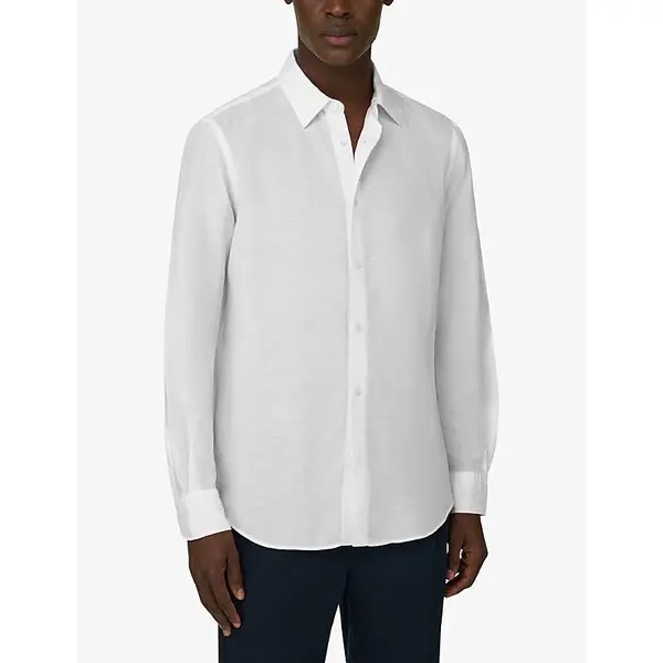 Boggi Milano Long-sleeve Regular-fit Linen-blend Shirt