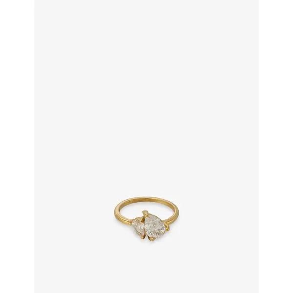 INDIGO LUNE Leesha 18ct Plated Stainless-steel And Cubic Zirconia Ring - Gold