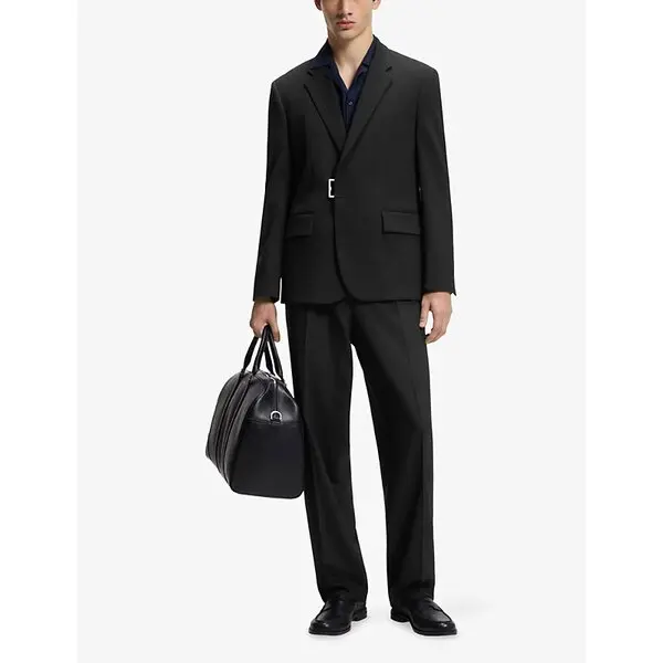 Hugo Slim-fit Metal-buckle Woven Blazer