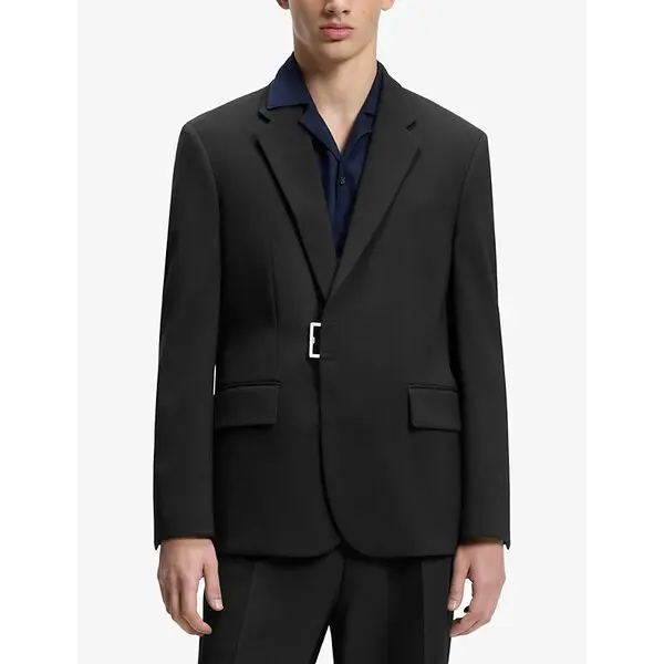 Hugo Slim-fit Metal-buckle Woven Blazer