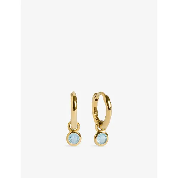Monica Vinader March Birthstone 18ct Yellow- Vermeil And Aquamarine Huggie Earrings - Gold