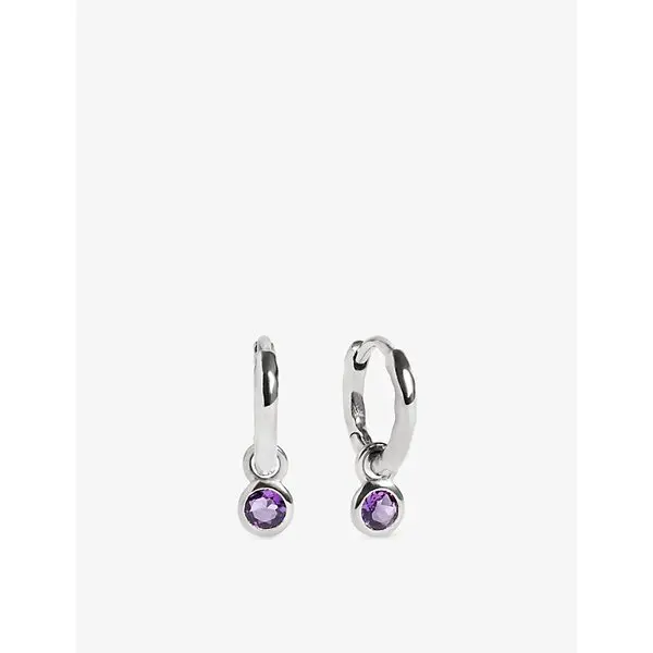 Monica Vinader February Birthstone Sterling- And Amethyst Huggie Earrings - Silver