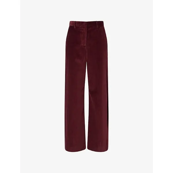Max Mara Regular-fit Wide-leg Cotton-corduroy Trousers - Bordeaux
