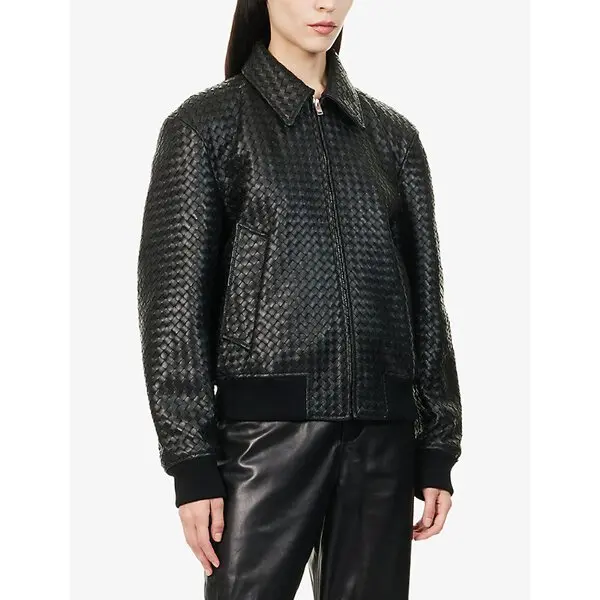 Bottega Veneta Intrecciato Leather Bomber Jacket