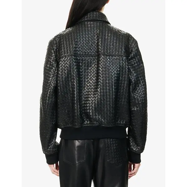 Bottega Veneta Intrecciato Leather Bomber Jacket
