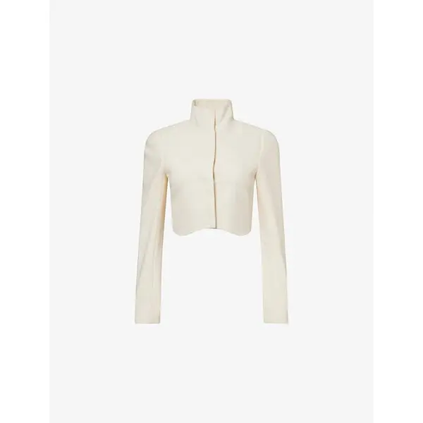 Alaïa Scallop-trim Cropped Wool Jacket - Ivoire