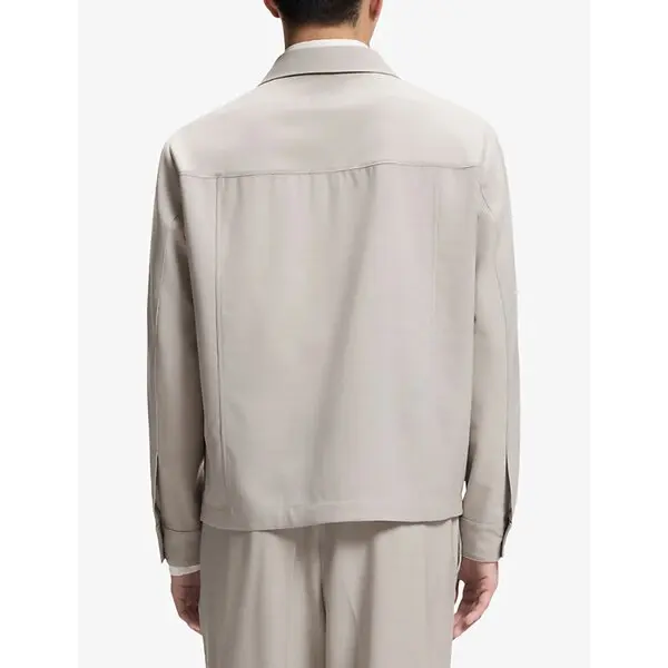 BOSS Collared Relaxed-fit Wool Jacket