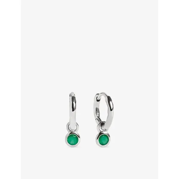 Monica Vinader May Birthstone Sterling- And Green Onyx Huggie Earrings - Silver