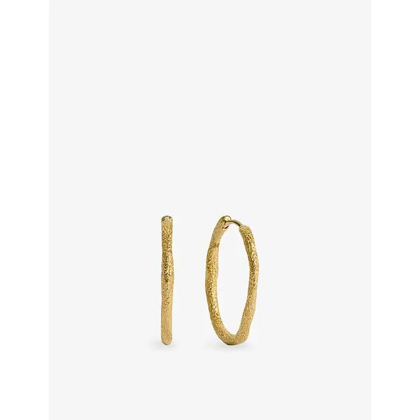Monica Vinader Antica Textured Slim Medium 18ct Vermeil Hoops - Gold
