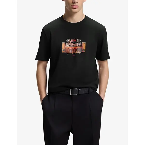Hugo Artwork-print Short-sleeved Cotton-jersey T-shirt