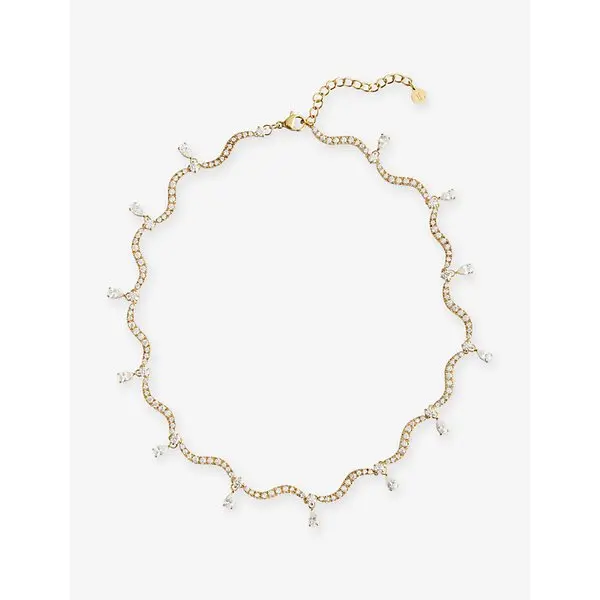 INDIGO LUNE Serenna 18ct Plated Stainless-steel And Cubic Zirconia Drop Necklace - Gold