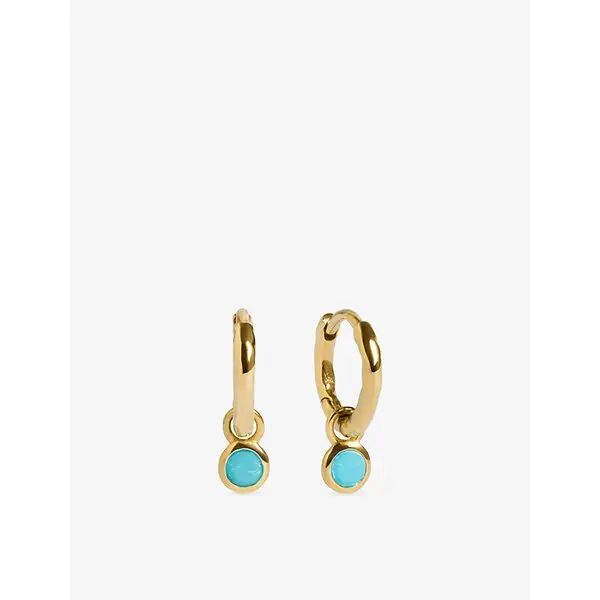 Monica Vinader December Birthstone 18ct Yellow- Vermeil And Turquoise Huggie Earrings - Gold